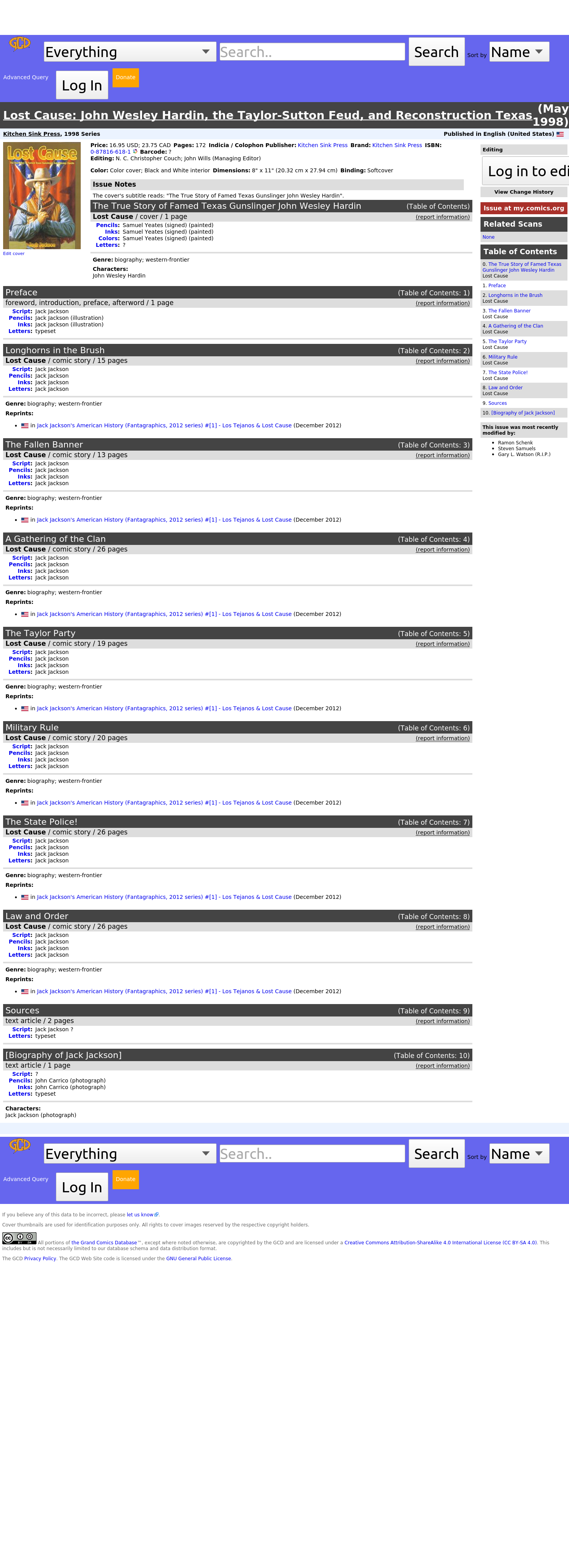 1998: Lost Cause | The Entire Kitchen Sink